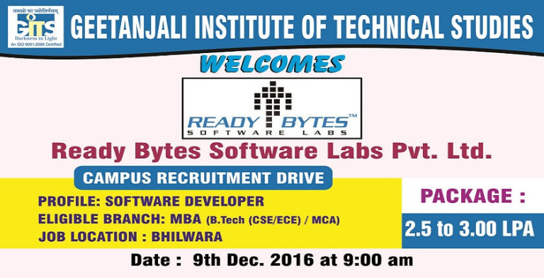 CAMPUS Drive of Ready Bytes @ GITS ON 9th Dec - GITS