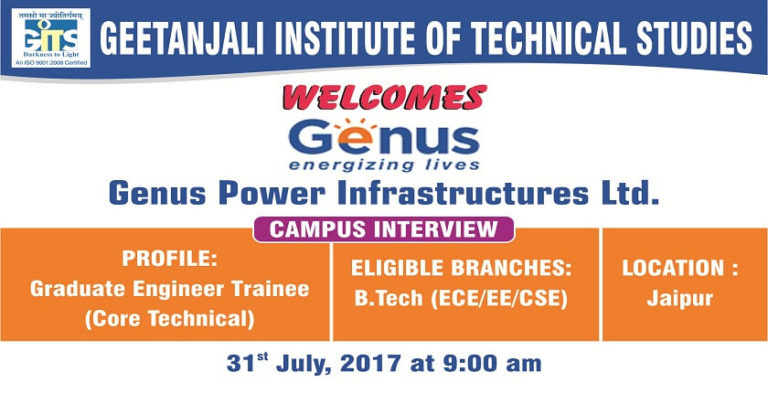 CAMPUS INTERVIEW OF GENUS POWER INFRA. LTD. - GITS