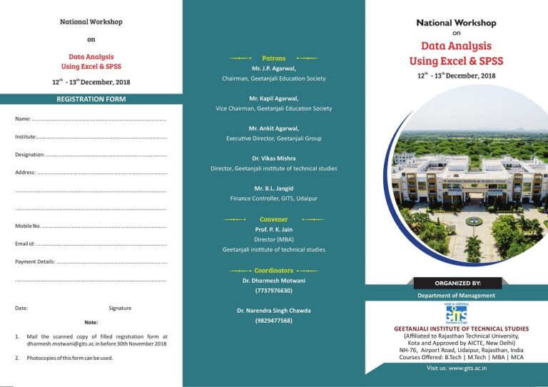 NATIONAL WORKSHOP ON DATA ANALYSIS USING EXCEL & SPSS - GITS