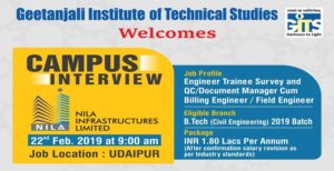 CAMPUS INTERVIEW OF NILA INFRASTRUCTURES LIMITED - GITS