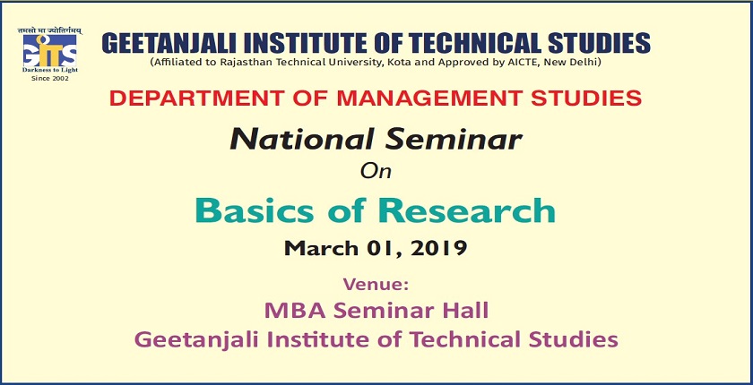 NATIONAL SEMINAR ON BASICS OF RESEARCH - GITS