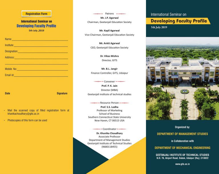 INTERNATIONAL SEMINAR ON DEVELOPING FACULTY PROFILE - GITS