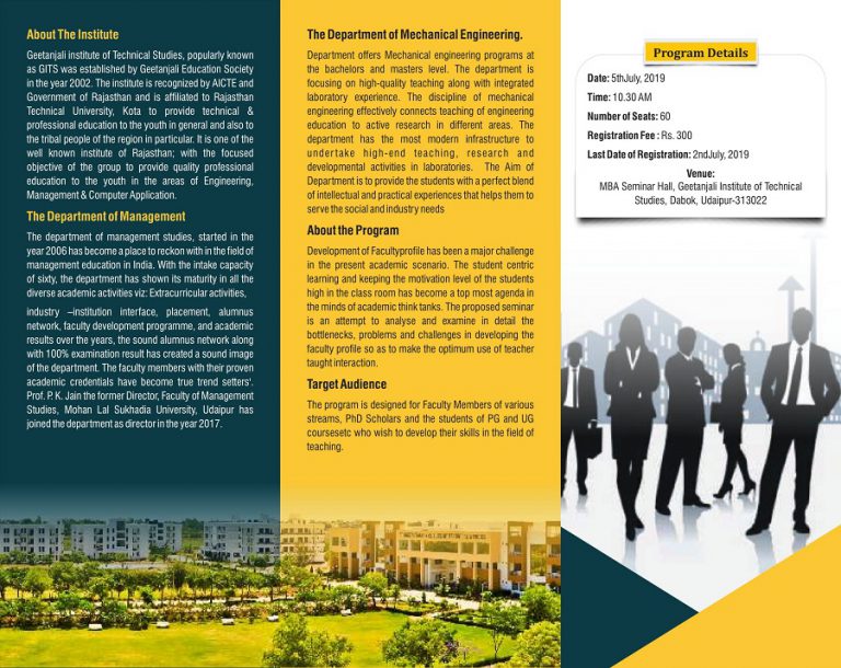 INTERNATIONAL SEMINAR ON DEVELOPING FACULTY PROFILE - GITS